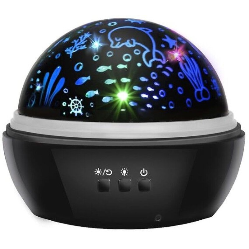 Led lamp/projector, sky and underwater world, black